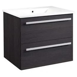 Waschtisch Welltime "Serena, Waschbeckenunterschrank inkl. Waschbecken, Badm&ouml;bel", schwarz oak, schwarze eiche, B:61,5cm H:50cm T:46,5cm, FSC-zertifizierter Holzwerkstoff, Keramik, Waschtische, Waschtisch, Breite 61,5 cm, Soft-Close-Funktion, FSC
