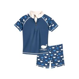 Playshoes Badeanzug 'Wal' Jungen Gr&ouml;&szlig;e 110/116 marine / royalblau / wei&szlig;
