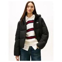 Tommy Hilfiger Steppjacke TOMMY JEANS "TJW HOODED PUFFER JACKET", Damen, Gr. L (40), schwarz, Web, Obermaterial: 100% Nylon, unifarben, regular fit, Jacken Steppjacke
