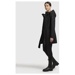Kurzmantel Khujo "MOSTI", Damen, Gr. S, schwarz, Web, 100% Polyester, unifarben, slim fit ca. Mitte Oberschenkel, eingesetzt abgesteppte Kante mit Druckkn&ouml;pfen, M&auml;ntel Kurzmantel