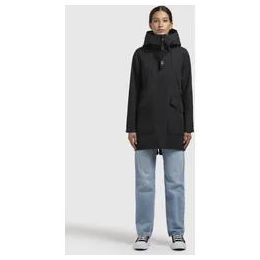 Kurzmantel Khujo "VENGA", Damen, Gr. S, schwarz, Web, 80% Baumwolle, 20% Nylon, unifarben, regular fit Po-bedeckend, eingesetzt abgesteppte Kante mit Druckkn&ouml;pfen, M&auml;ntel Kurzmantel