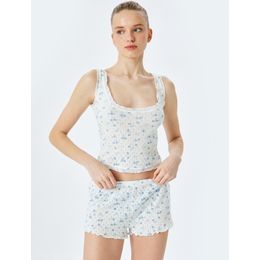 KOTON Pyjama Damen Gr&ouml;&szlig;e L blau Winterkleid