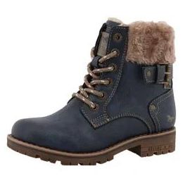 Winterstiefel Mustang SHOES "Matilde", Damen, Gr. 31, navy, Lederimitat, Textil, Basic, Schuhe Winterstiefel, Oudoorboots, Schn&uuml;rstiefel mit Warmfutter