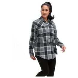 Funktionshemd Maier Sports "DA-BLUSE 1/1 ARM PREDEAL 2.0 W", Damen, Gr. 42, N-Gr, grau check, Obermaterial: 57% Baumwolle, 43% Viskose, Hemden