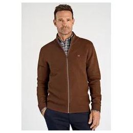 Strickjacke Bison "Cardigan Comfort Fit", Herren, Gr. 3XL, braun, Obermaterial: 70% Baumwolle, 30% Polyester, unifarben, Strickjacken Strickjacke