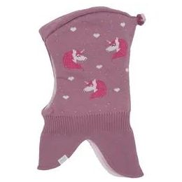 Schlupfm&uuml;tze MaxiMo, M&auml;dchen, Gr. 55, rosa (foxglove, sun pink), Fleece, Baumwolle, gemustert, mehrfarbig, M&uuml;tzen, Baumwolle, gef&uuml;ttert, im Einhorn-Design, verl&auml;ngertes Halsteil