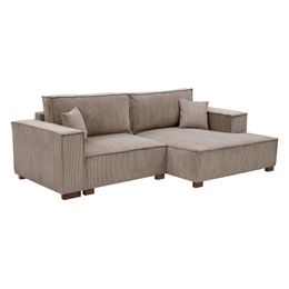 Tchibo - Sofa 2-Sitzer mit Auszugsbett links - 253x150x87cm - braun - Polyester / Holz / Schaumstoff