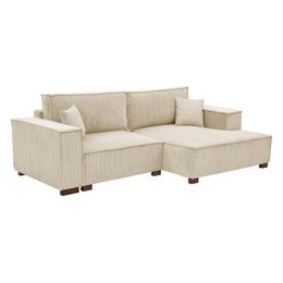 Tchibo - Sofa 2-Sitzer mit Auszugsbett links - 253x150x87cm - creme - Polyester / Holz / Schaumstoff