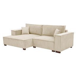 Tchibo - Sofa 2-Sitzer mit Auszugsbett rechts - 253x150x87cm - creme - Polyester / Holz / Schaumstoff