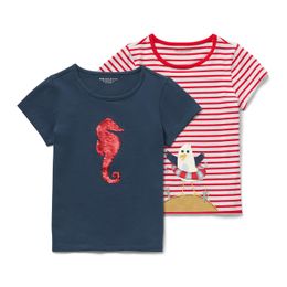 Tchibo - 2 Kinder-T-Shirts mit Applikation - M&auml;dchen - Gr. 110/116 - wei&szlig;