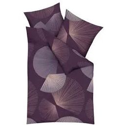 Bettw&auml;sche Kaeppel "Koya", lila (aubergine), B/L: 135cm x 200cm, 1 Stk., 1 Stk., Mako-Satin, B/L: 80cm x 80cm, 2 Stk., Mako-Satin, Obermaterial: 100% Baumwolle, Bettw&auml;sche, Bettw&auml;sche, Hergestellt aus GOTS-zertifizierter Bio-Baumwolle