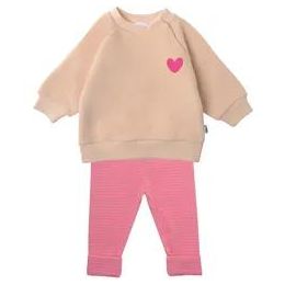 Sweatanzug Liliput "Herz", M&auml;dchen, Gr. 98/104, beige (natur), 95% Baumwolle, 5% Polyester, bedruckt, Sportanz&uuml;ge, mit elastischen B&uuml;ndchen