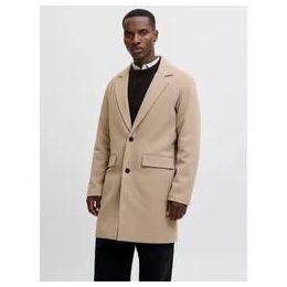 Jack & Jones Langmantel JACK & JONES "JJEHARRIS COAT SN", Herren, Gr. XS, greige, Web, Obermaterial: 70% Polyester, 15% Polyacryl, 10% Wolle, 5% sonstige Fasern, meliert, regular fit ca. Mitte Oberschenkel, V-Ausschnitt, M&auml;ntel