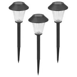 Gartenleuchte Luxform "Solar-Gartenlampe - St. Tropez - 3 St&uuml;ck - 5 Lumen", schwarz, 3 Stk., Leuchten, Gartenleuchte, Aus Kunststoff gefertigt
