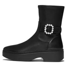 Plateaustiefelette fitflop "F-LUMA CRYSTAL", Damen, Gr. 39, schwarz, Leder, Lederimitat, Schuhe, Boots, Chunky Boot mit Plateausohle