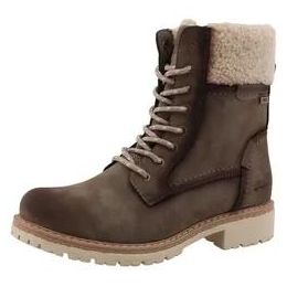 Winterboots Tom Tailor, Damen, Gr. 39, taupe, Lederimitat, Textil, used, Schuhe Winterboots, Workerboots, Hiking Boot mit Blockabsatz