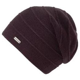 Beanie Chillouts "Artemis Hat", Damen, rot (bordeaux), Materialmix, Strukturmuster, unifarben, M&uuml;tzen Beanie, mit doppellagiger Verarbeitung, raffinierter Strickstruktur