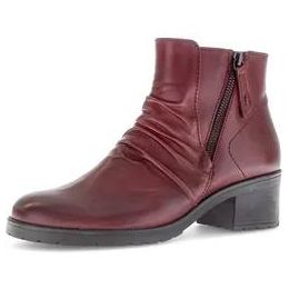 Stiefelette Gabor "TUNIS", Damen, Gr. 38,5, rot (dunkelrot), Glattleder, unifarben, Schuhe Stiefelette, Blockabsatz, Ankleboots, Zierrei&szlig;verschluss au&szlig;en, Weite G (=weit)