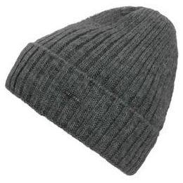 Beanie Chillouts "Tuva Hat", Damen, grau (dunkelgrau), Obermaterial: 57% Polyacryl, 34% Wolle, 5% Polyamid, 4% Polyester, unifarben, M&uuml;tzen Beanie, Rippstrick Beanie mit Merinowolle