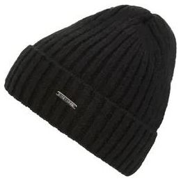 Beanie Chillouts "Tuva Hat", Damen, schwarz, Obermaterial: 57% Polyacryl, 34% Wolle, 5% Polyamid, 4% Polyester, unifarben, M&uuml;tzen Beanie, Rippstrick Beanie mit Merinowolle