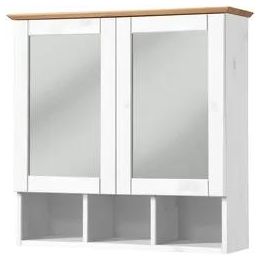 Spiegelschrank Welltime "Landhaus Sylt", wei&szlig;, honig, B:62,5cm H:62cm T:22cm, Massivholz, Schr&auml;nke, Spiegelschrank, Breite 62,5 cm, aus Massivholz