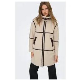 Jacqueline de Yong Kurzmantel JDY "JDYFROSTY LIFE TEDDY LONG JKT OTW NOOS", Damen, Gr. XS, beige (birch), Pl&uuml;sch, Obermaterial: 100% Polyester, unifarben, ca. Mitte Oberschenkel, M&auml;ntel Kurzmantel