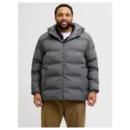 Jack & Jones PlusSize Steppjacke "JJESOHO PUFFER HOOD SN PLS", Herren, Gr. 4XL, grau (castlerock), Web, Obermaterial: 100% Polyester, JACK & JONES PLUSSIZE, unifarben, regular fit, hoch geschlossener Ausschnitt, Jacken Steppjacke