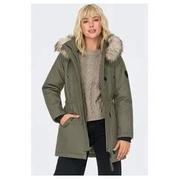 Parka Only "ONLIRIS FUR WINTER PARKA LIFE CC OTW", Damen, Gr. S, beige (stone gray detail:nature fur), Web, Obermaterial: 100% Polyester, unifarben, regular fit taillenbedeckt, hoch geschlossener Ausschnitt, B&uuml;ndchen, Jacken Parka, Kunstfaser