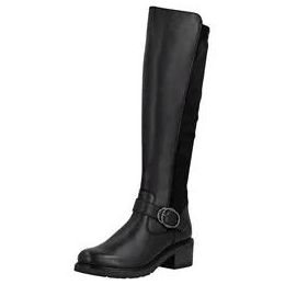 Stiefel Remonte, Damen, Gr. 38, Normalschaft, schwarz, Leder, Textil, Schuhe Stiefel, Langschaftstiefel, Stretch-Stiefel, Blockabsatz, Innenrei&szlig;verschluss