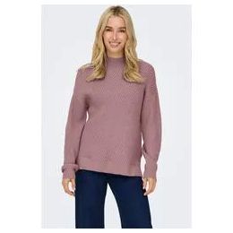 Strickpullover Only "ONLNELI LS HIGHNECK RIB PULLOVER EX KNT", Damen, Gr. L, rosa (nostalgia rose detail:melange), Strick, Obermaterial: 50% Viskose, 27% Nylon, 23% Polyester, meliert, normal, hoch geschlossener Ausschnitt, Rippstrickb&uuml;ndchen, Pullover Strickpullover