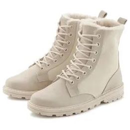 Stiefelette Vivance "Stiefel, Boots", Damen, Gr. 41, beige, Obermaterial: 100% Lederimitat. Decksohle: 100% Textilmaterial. Futter: 100% Textilmaterial. Laufsohle: 100% Synthetik, unifarben, Basic, Schuhe Stiefelette, mit Warmfutter VEGAN