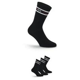 Socken Fila "UNISEX LIFESTYLE PLAIN SOCKS", Damen, Gr. 35-38, schwarz, Baumwollmischung, normal, Socken Socken, mit Logo-Schriftzug