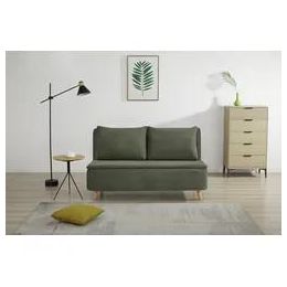 Schlafsofa Home Affaire "AINSLEY 140 cm -2-Sitzer, verstellbare R&uuml;ckenlehne", gr&uuml;n, B:145cm T:85cm, 100% Polyester, Sofas, Schlafsofa, wandelbar zum G&auml;stebett, Relaxsofa, Webstoff u. Cord-Bezug