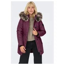 Parka Only "ONLIRIS FUR WINTER PARKA LIFE CC OTW", Damen, Gr. S, braun (mauve wine detail:braun fur), Web, Obermaterial: 100% Polyester, unifarben, regular fit taillenbedeckt, hoch geschlossener Ausschnitt, B&uuml;ndchen, Jacken Parka, Kunstfaser