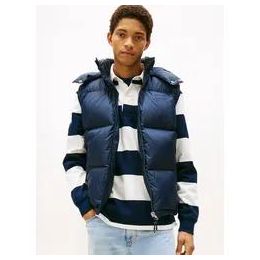 Tommy Hilfiger Steppweste TOMMY JEANS "ALASKA DOWN VEST", Herren, Gr. M, schwarz night navy, Web, Obermaterial: 100% Polyester, unifarben, regular fit normal, Rundhals, Westen Steppweste, Regular fit mit abnehmbarer Kapuze