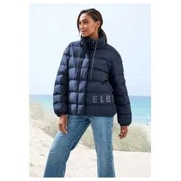 Steppjacke ELBSAND, Damen, Gr. M/38, blau (marine), Obermaterial: 100% Polyester. Futter: 100% Polyester. F&uuml;llung: 100% Polyester, Jacken Steppjacke, mit gro&szlig;em seitlichen Logo-Print