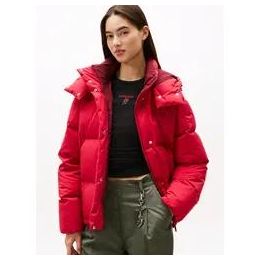 Tommy Hilfiger Steppjacke TOMMY JEANS "TJW ALASKA GRID DOWN JACKET EXT", Damen, Gr. XXXL(46), rot (ruby rhubarb), Web, Obermaterial: 100% Polyester, unifarben, regular fit, Jacken Steppjacke