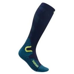 Sportsocken Bauerfeind "SKI TOURING COMPRESSION SOCKS", Herren, Gr. 38-41, blau, l, Obermaterial: 57% Polyamid, 38% Wolle, 5% Elasthan, Socken Sportsocken, mit innovativer Zonenkompression, leichtes, d&uuml;nnes Gestrick