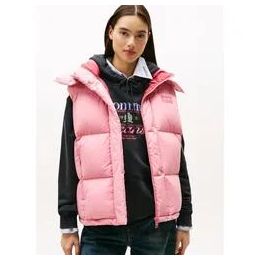 Tommy Hilfiger Steppweste TOMMY JEANS "TJW ALASKA GRID DOWN VEST", Damen, Gr. M (38), rosa (mystic pink), Web, Obermaterial: 100% Polyester, unifarben, regular fit, hoch geschlossener Ausschnitt, Westen Steppweste