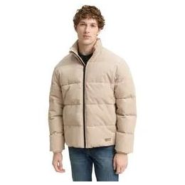 Steppjacke Tom Tailor DENIM, Herren, Gr. XXL, beige (cashew beige), Web, Obermaterial: 90% Polyester, 10% Polyamid. Futter: 100% Polyester, Strukturmuster, unifarben, regular fit taillenbedeckt, elastischer Bund, Jacken Steppjacke, mit Logo Print