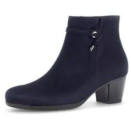 Stiefelette Gabor, Damen, Gr. 41, nachtblau, Ziegenveloursleder, unifarben, Schuhe Stiefelette, Blockabsatz, Ankleboots, mit Ziern&auml;hten