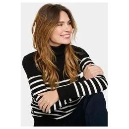 Rollkragenpullover SAINT TROPEZ "MilaSZ St. Rollneck", Damen, Gr. XXL, schwarz (schwarz mila stripe), Strick, Obermaterial: 80% Viskose, 20% Polyacryl, gestreift, regular fit normal, Pullover Rollkragenpullover