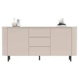 Sideboard OTTO HOME "Lido, 181 cm breit, 2 T&uuml;ren, 3 Schubk&auml;sten, Kommode, Stauraumschrank", cashmere, B:181cm H:83cm T:43cm, FSC-zertifizierter Holzwerkstoff, Sideboards, Sideboard, Formgebogenes MDF, Stirnseiten mit Rundung, Push-to-open, Metallf&uuml;&szlig;e