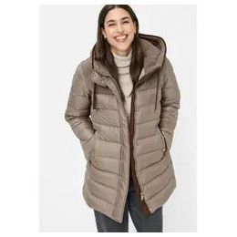 Fuchs & Schmitt Steppjacke FUCHS SCHMITT "Steppjacke", Damen, Gr. 44, grau (kies), Web, Obermaterial: 100% Polyester, clean, unifarben, regular fit lang, Rundhals, eingesetzt gerader Abschluss, Jacken Steppjacke, mit Kapuze