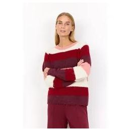 Strickpullover soyaconcept "SC-ILENE 3", Damen, Gr. M, dunkelrot mel combi, Strick, Obermaterial: 70% Polyester, 21% Nylon, 8% Wolle, 1% Elasthan, gestreift, meliert, normal, Rundhals, Pullover Strickpullover