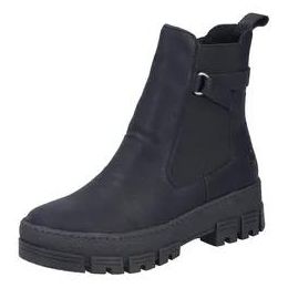 Winterstiefelette Rieker, Damen, Gr. 39, schwarz, Elastischer Einsatz, Lederimitat, unifarben, Schuhe Winterstiefelette, Chelseaboots, Plateauboots, Klassik-Stiefelette mit Warmfutter