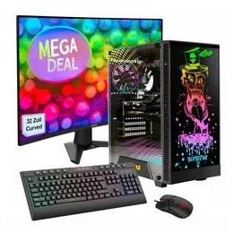 GAMEMAX Gaming-PC-Komplettsystem "MegaDeal Rockstar SET2650", Energieeffizienz: E (A-G), schwarz, Microsoft Windows 11 Home (64 Bit), 32 GB RAM 1.000 GB SSD, Computer_Komplettsysteme, Windows 11 + MSI MAG 32C6 Curved Monitor, 80cm (32"), Topseller