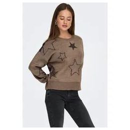 Rundhalspullover Only "ONLROSIE LS O-NECK GLITTER KNT", Damen, Gr. L, cocoa cr&eacute;me pattern:mel, cobber glitter rockstars, Strick, Obermaterial: 47% Polyacryl, 33% metallisierte Fasern, 20% Polyester, gemustert, regular fit, Rundhals, Rippstrickb&uuml;ndchen, Pullover Rundhalspullover