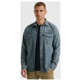 PME-Legend Jeanshemd PME LEGEND, Herren, Gr. L, N-Gr, denim blau, Web, Obermaterial: 100% Baumwolle, unifarben, regular fit normal, Manschette, Hemden Jeanshemd, mit Logo Stickerei