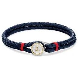 Lederarmband Tommy Hilfiger "NAUTICAL", edelstahlfarben, blau, rot, gelbgoldfarben, Armb&auml;nder, Herren, 19cm, Edelstahl Leder, Edelstahl, Leder, Lederarmband
